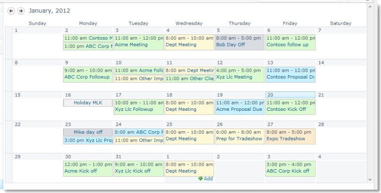 Color Code SharePoint Calendar – David Lozzi