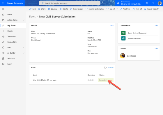 Saving data from Microsoft Forms into Excel using Power Automate (Flow ...
